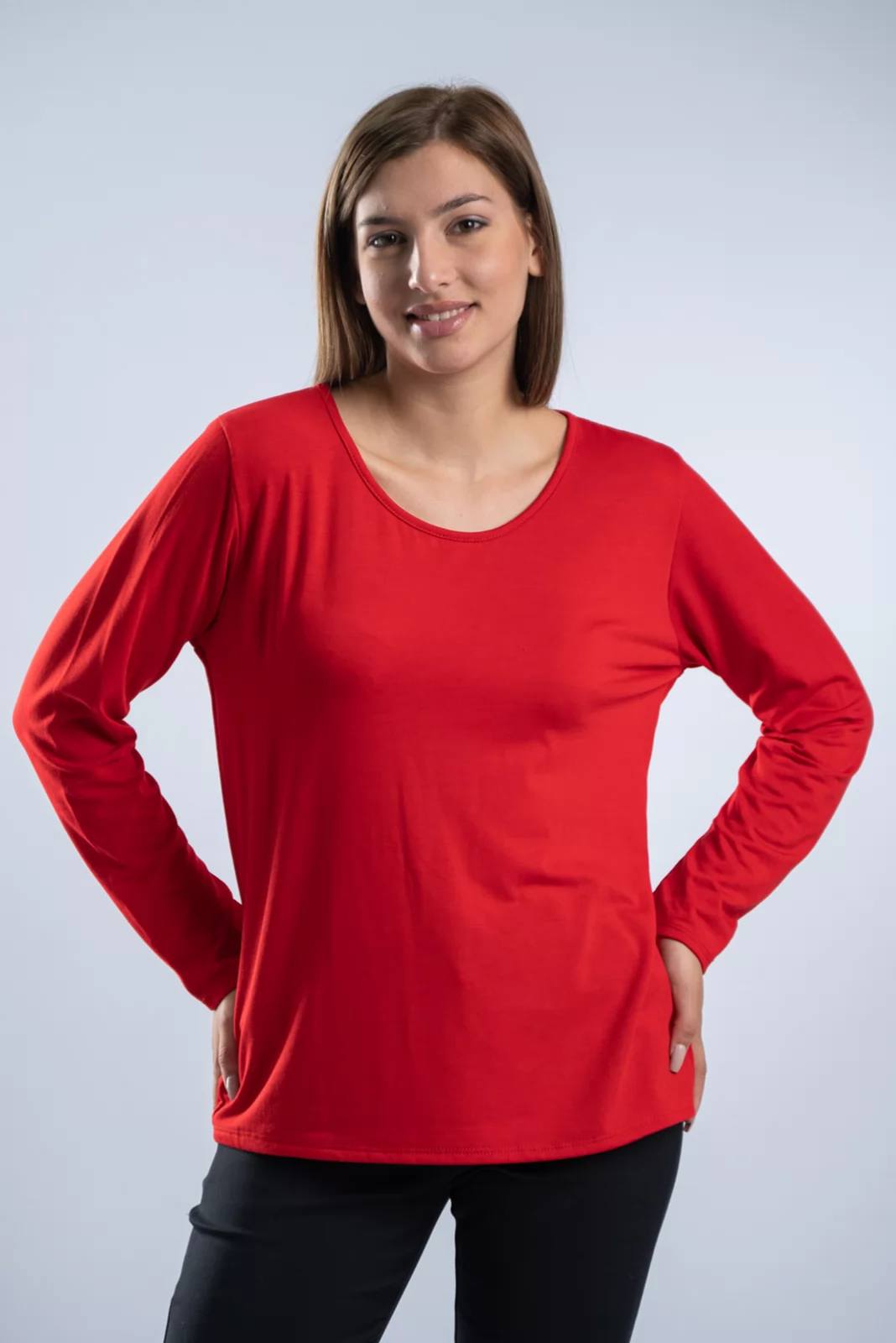 Μπλούζα Basic Μακό Κόκκινη Κόκκινο | Marilyn Boutique