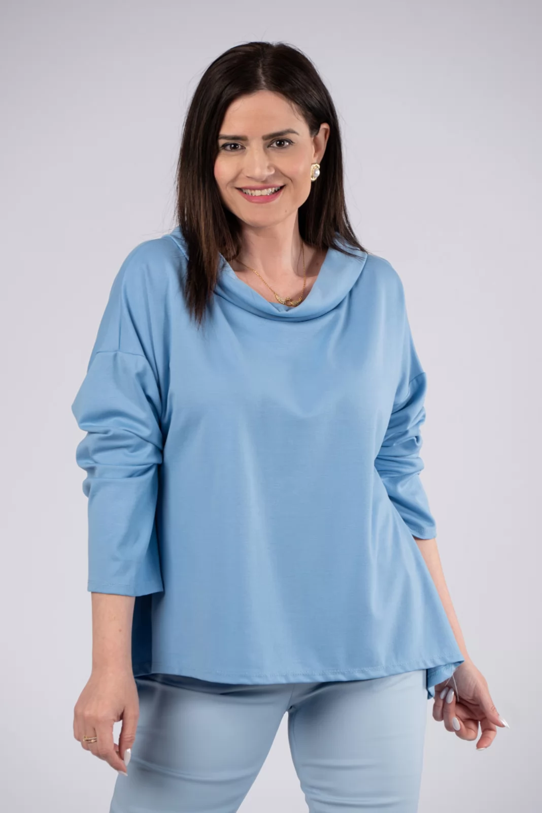 Μπλούζα Ντραπέ Γαλάζια | Marilyn Boutique