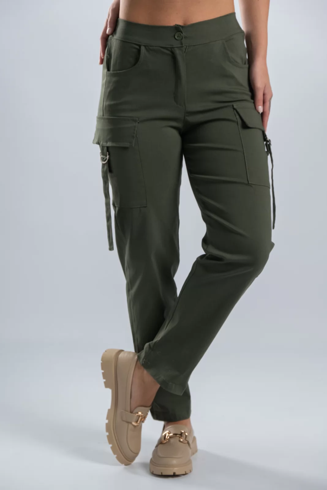 Παντελόνι Cargo Ελαστικό Χακί Πράσινο | Marilyn Boutique