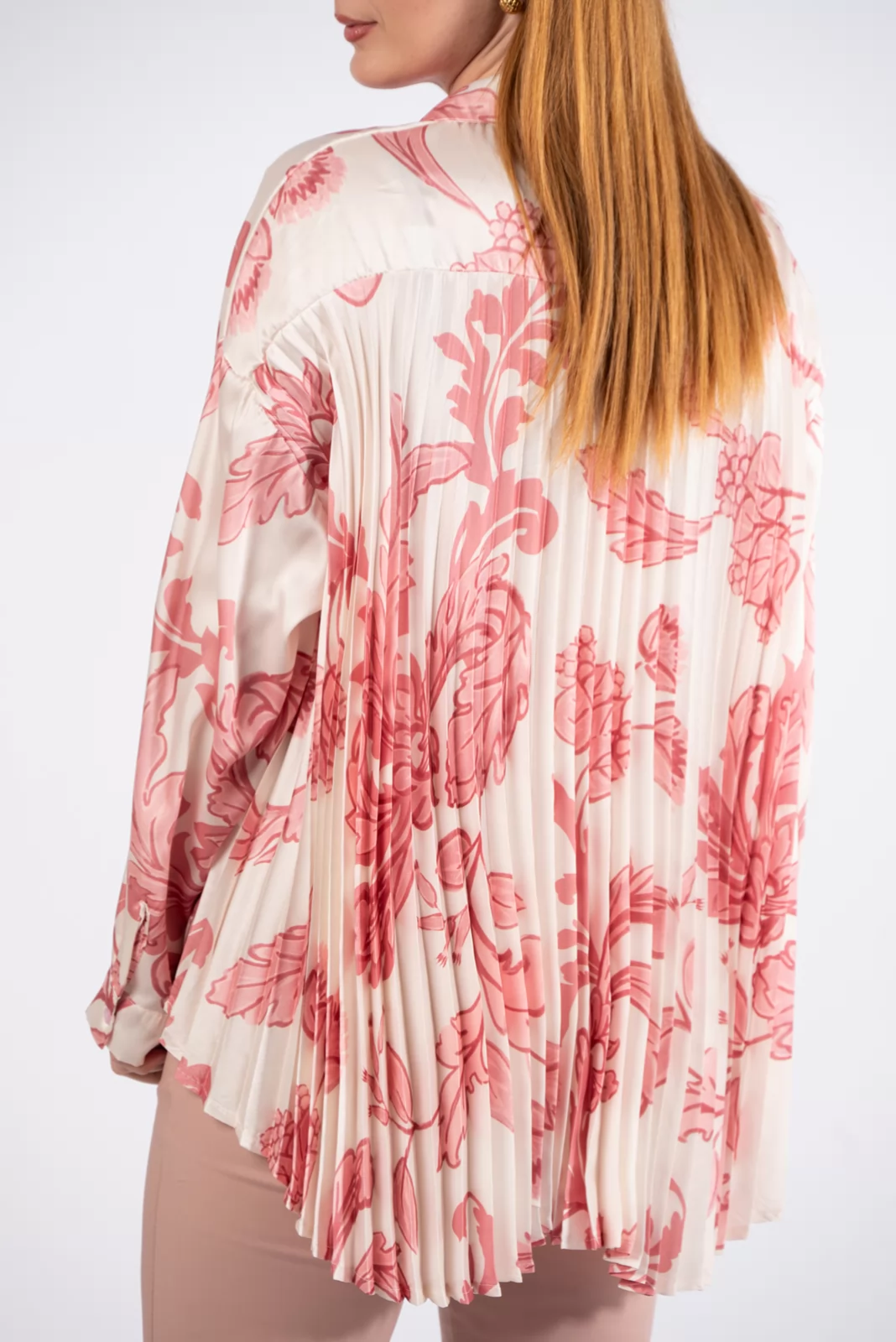 Marilyn Boutique - Γυναικεία Ρούχα - Πουκάμισο Πλισέ Floral Ροζ-Sugar